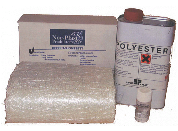 Reparasjonsett til båt, bil og campingv. - Polyester og glassfiber ...